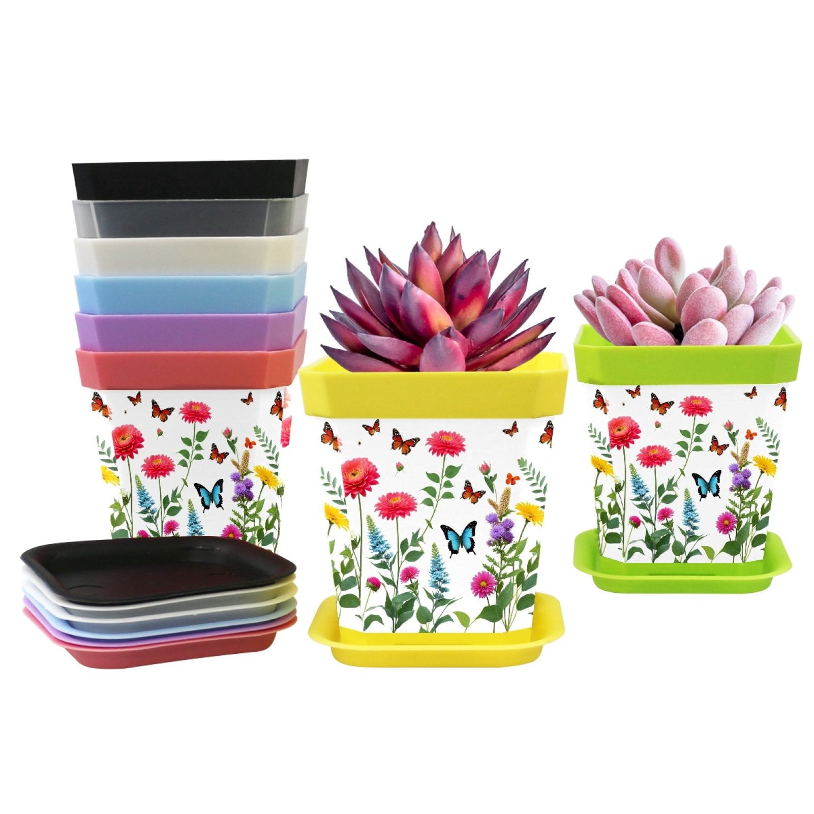 8 Pcs decorative flower pots for indoor plants,small plastic flower ...