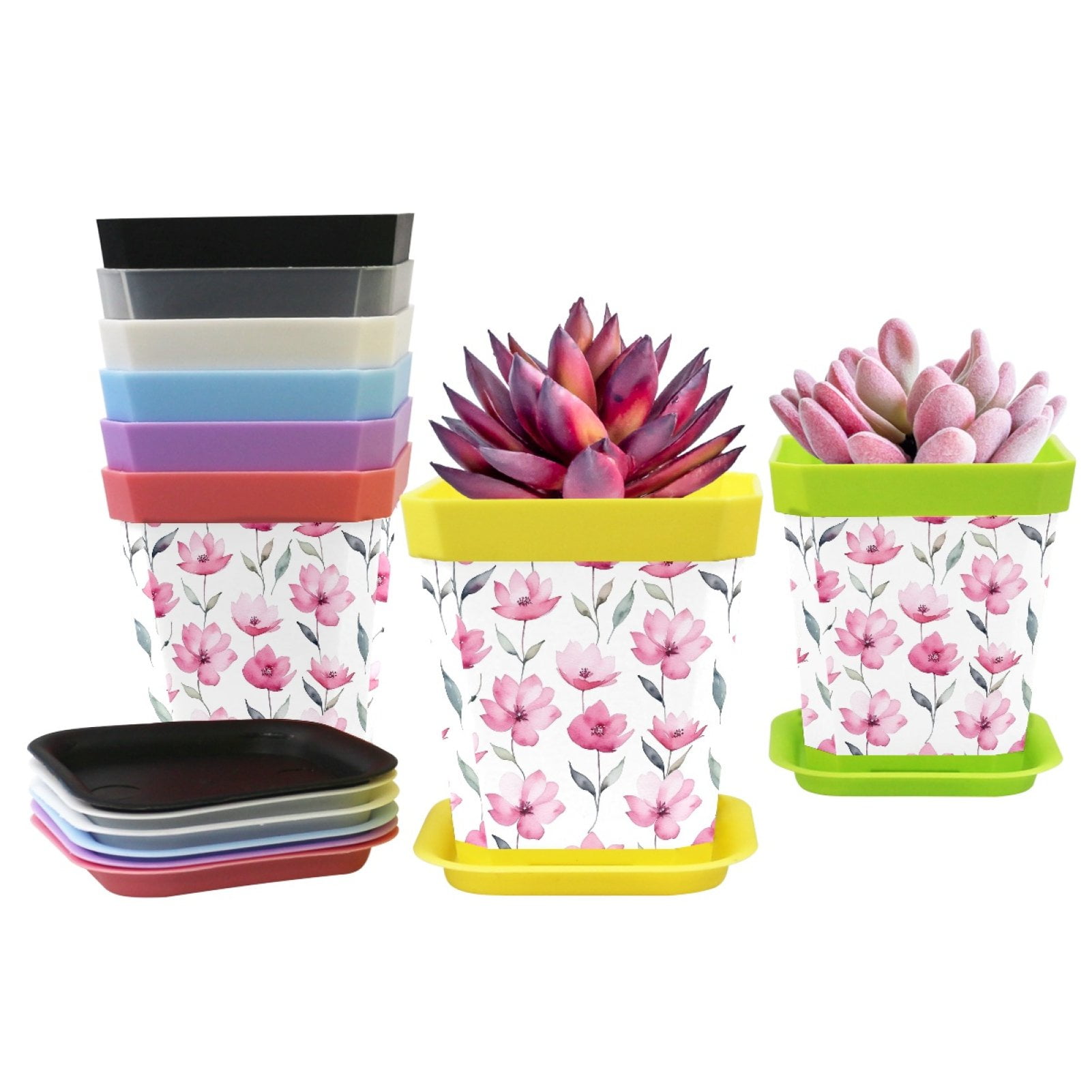 8 Pcs decorative flower pots for indoor plants,small plastic flower ...