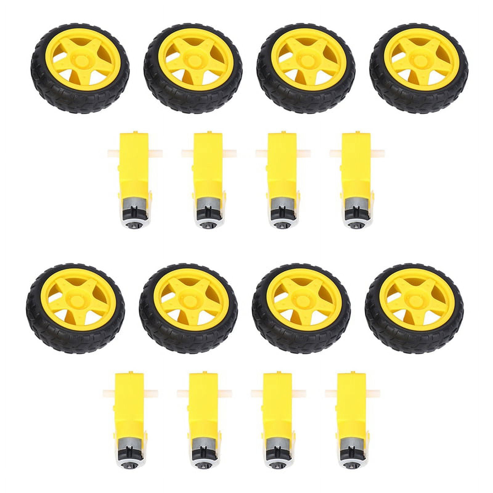 8 Pcs for Smart Car Robot Plastic Tire Wheel with DC 3-6V Gear Motor ...