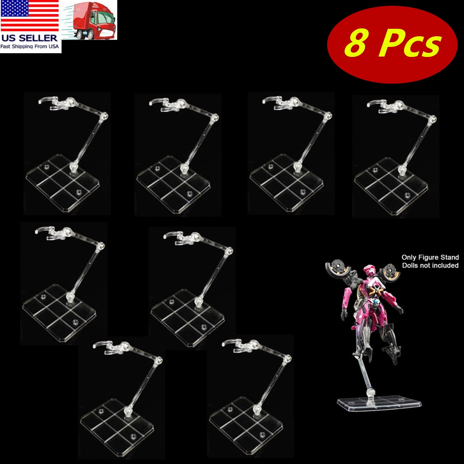 8 Pcs of HG144 Action Figure Stand, Display Holder Base, Doll Model Support Stand Compatible ...