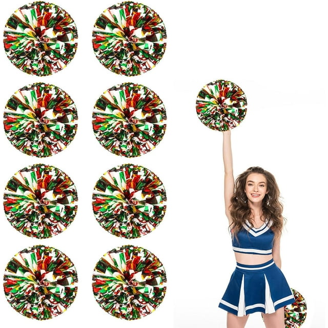 8 Pcs pom poms Cheer,pom poms Cheerleading with Finger Holes Metallic ...