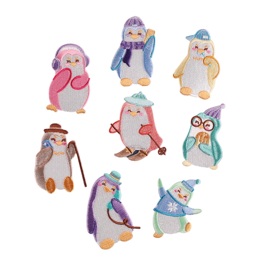 8 PcsAn1ma1Embroidered Patches Sewing Patches Cartoon Penguins Iron on ...