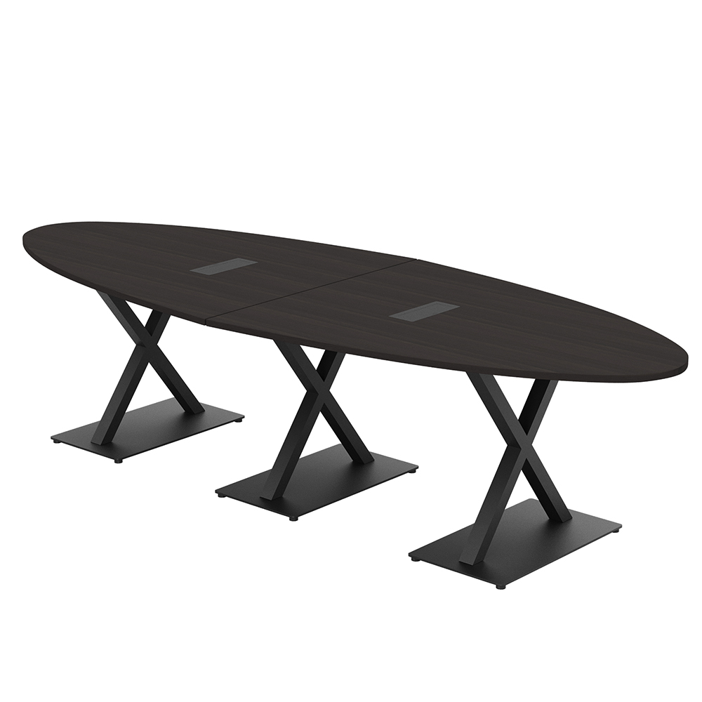 8 Person 10' Modular Oval Conference Table With X Bases Power And Data ...