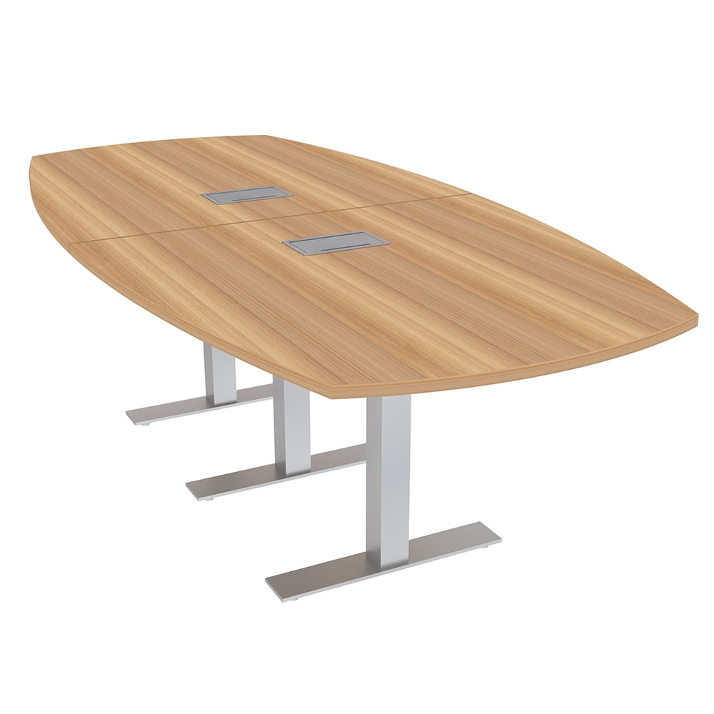 8 Person Arc Boat Conference Table Metal T Bases 8X4 Power And Data ...