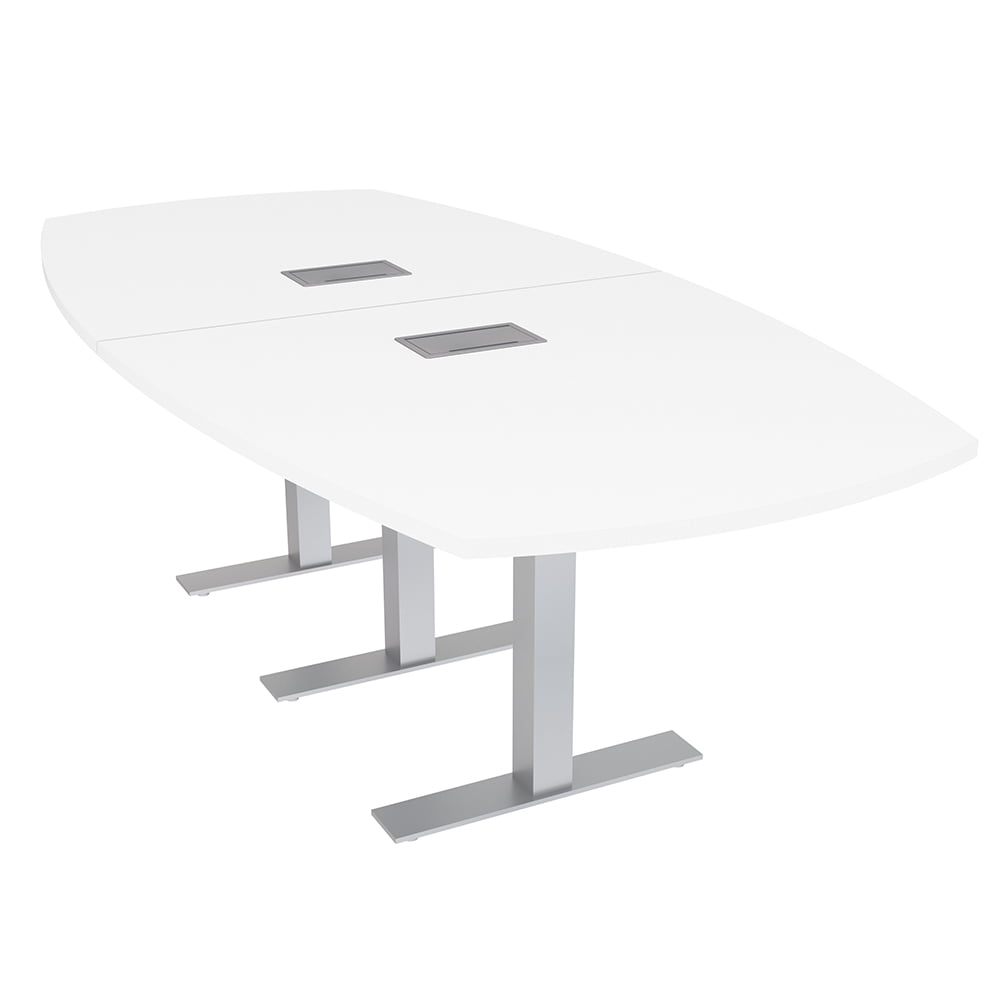 8 Person Arc Boat Conference Table Metal T Bases 8X4 Power And Data ...