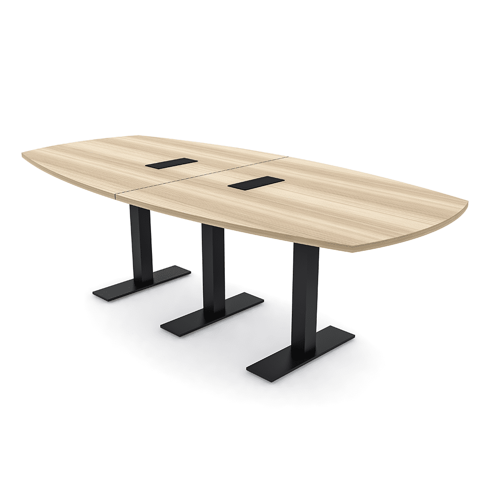8 Person Arc Boat Conference Table Metal T Bases 8X4 Power And Data ...