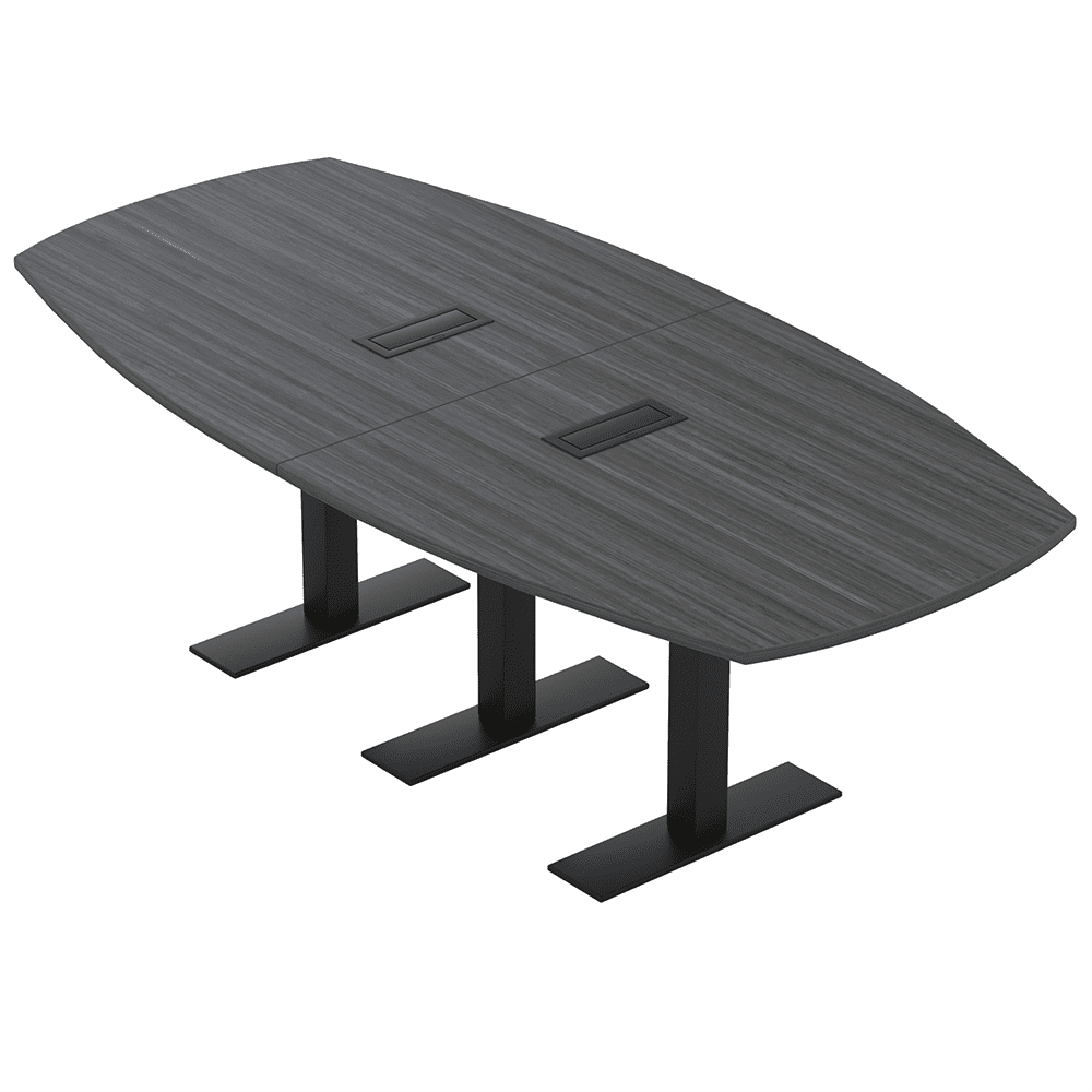 8 Person Arc Boat Conference Table Metal T Bases 8X4 Power And Data ...
