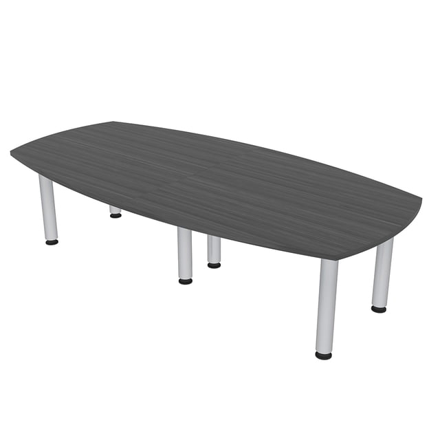 8 Person Arc Boat Shaped Powered Conference Table Silver Post Legs ...