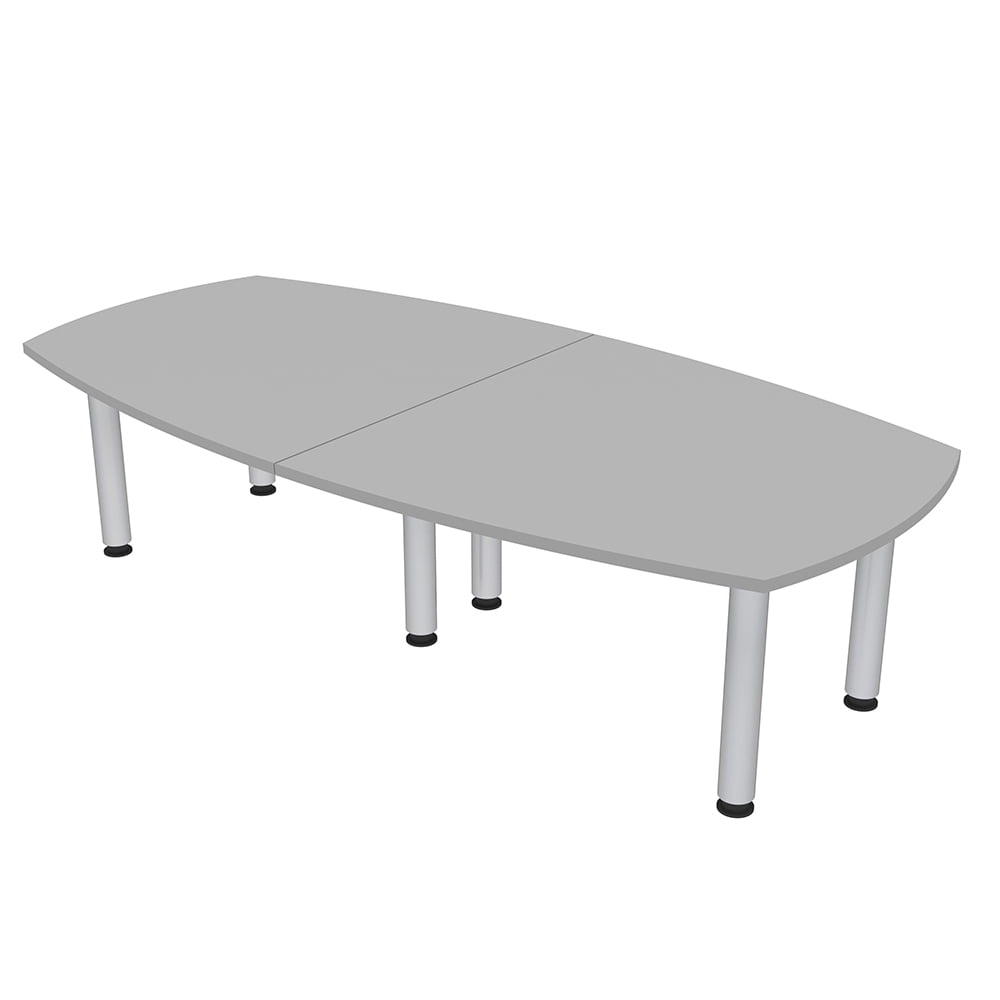 8 Person Arc Boat Shaped Powered Conference Table Silver Post Legs ...