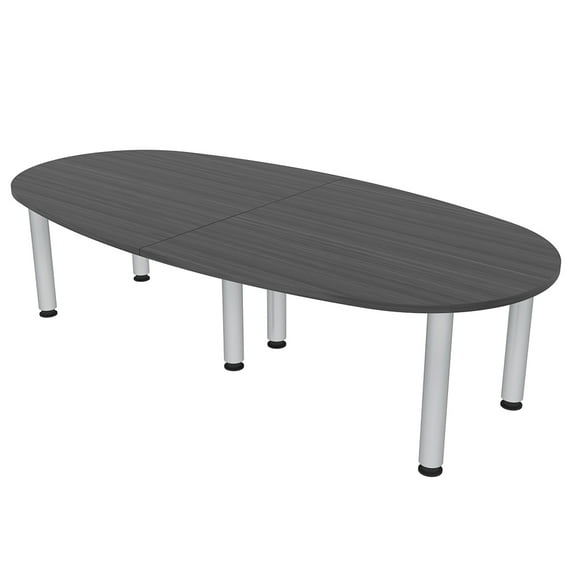 8 Person Boat-Oval Conference Table Silver Post Legs Power And Data ...