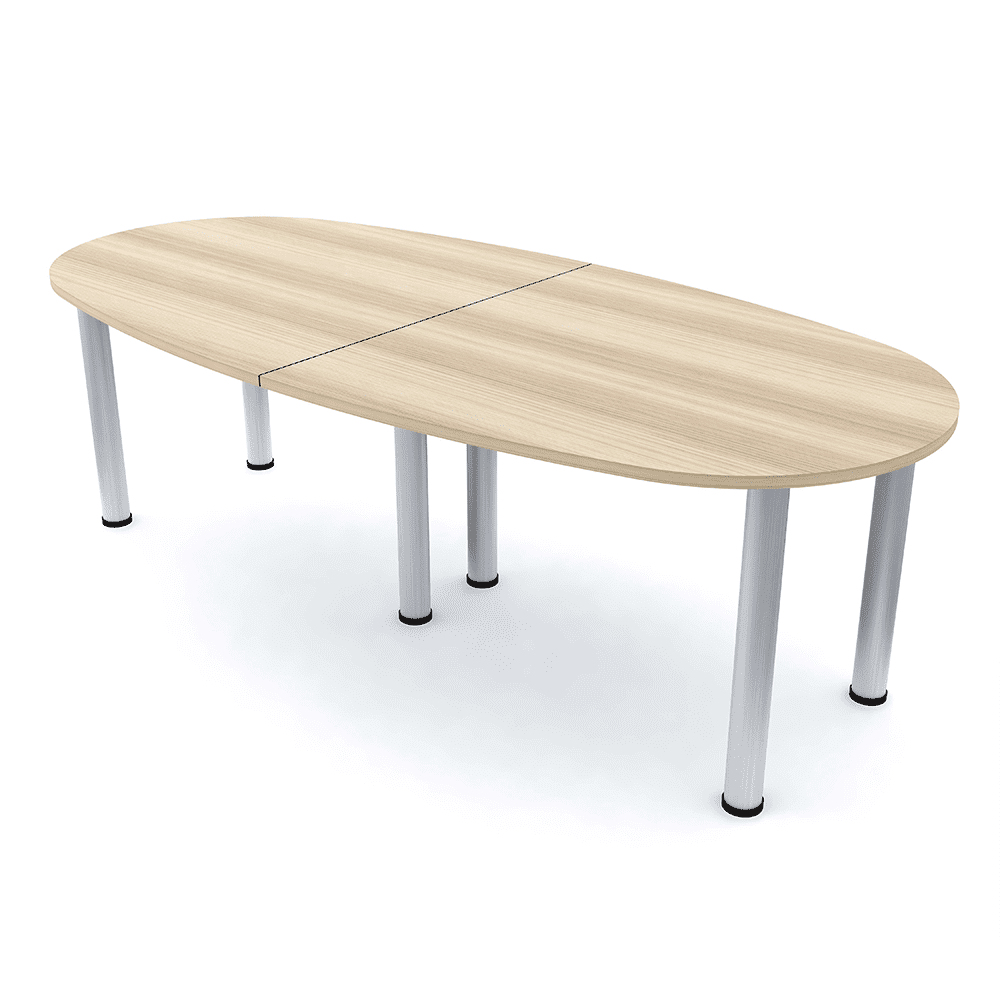 8 Person Boat-Oval Conference Table Silver Post Legs Power And Data ...