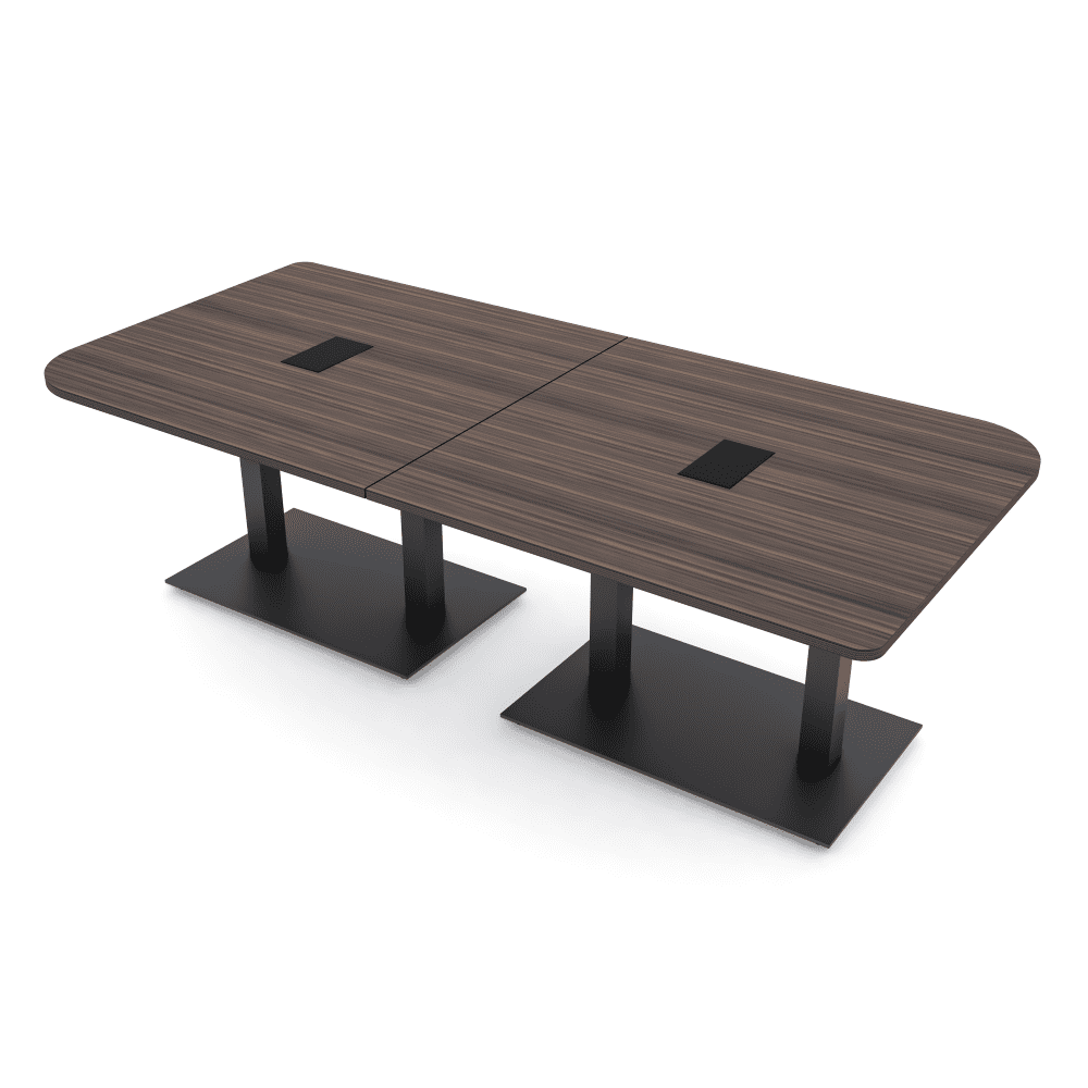 8 Person Duo Shaped Conference Table 8x4 Metal Base Electric Module ...