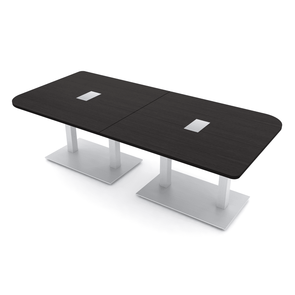 8 Person Duo Shaped Conference Table 8x4 Metal Base Electric Module ...