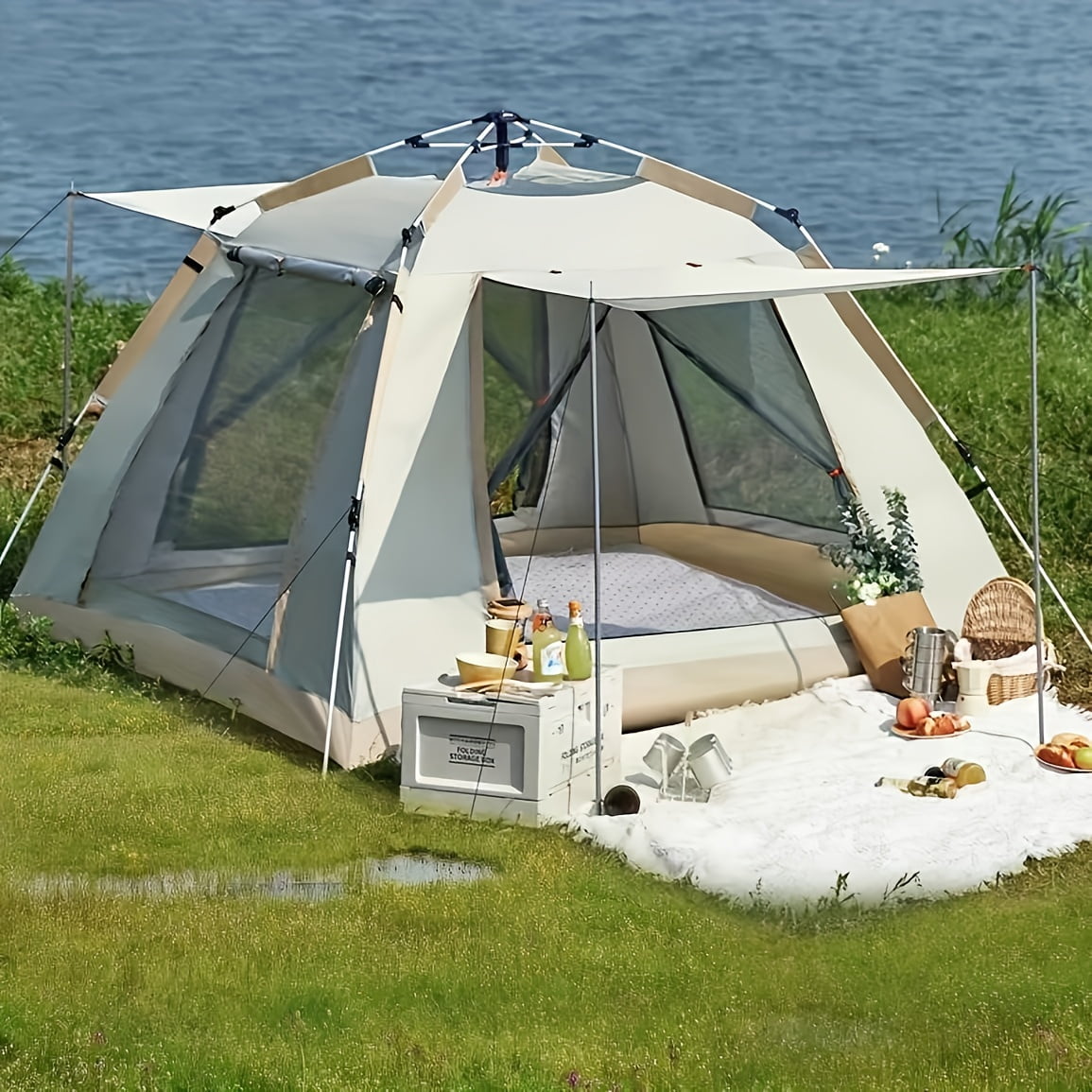 8-Person Family Camping Tent With Canopy - Quick Setup, Mosquito ...