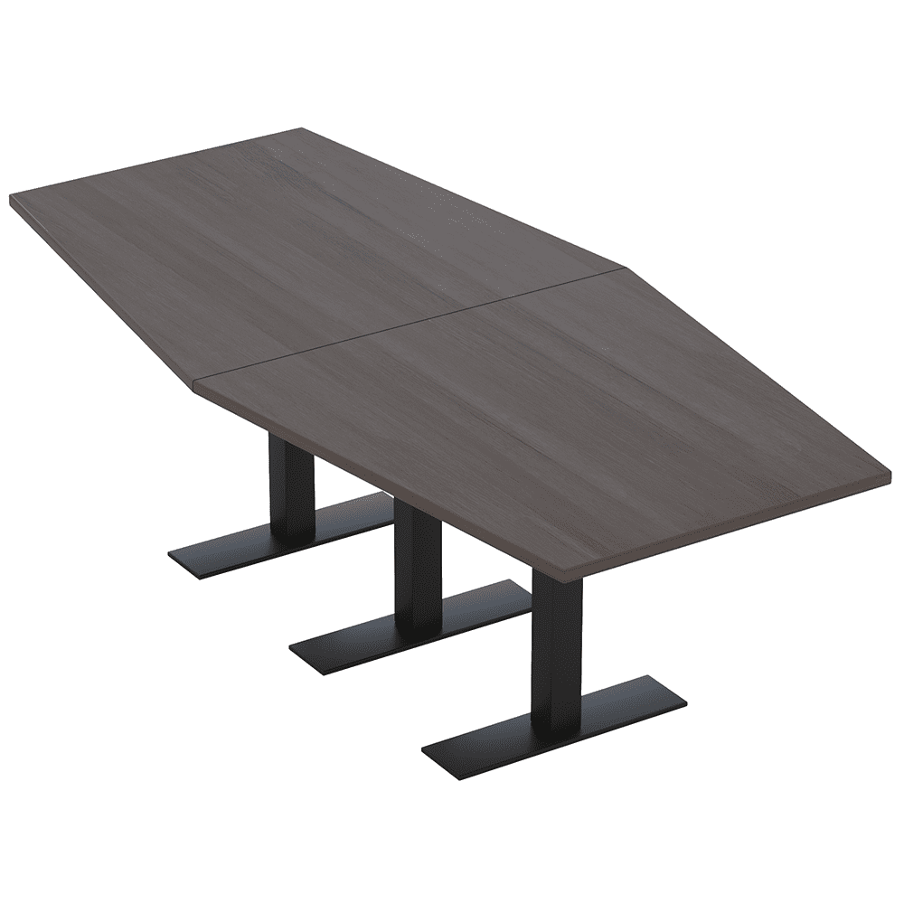 8 Person Hexagon Conference Room Table Metal T Bases Electrical Units ...