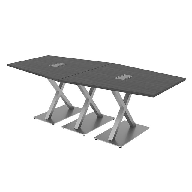 8 Person Hexagon Conference Room Table With X Bases Electrical Modules ...