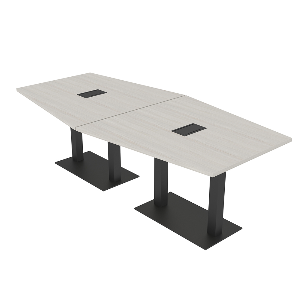 8 Person Hexagon Conference Table With Metal Bases Electrical Modules ...