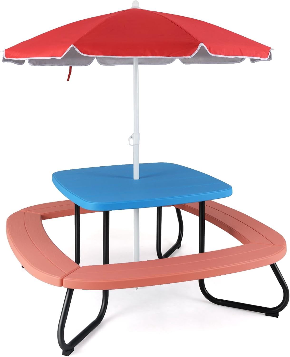 8 Person Kids Picnic Table, Metal Frame Toddler Activity Table with ...