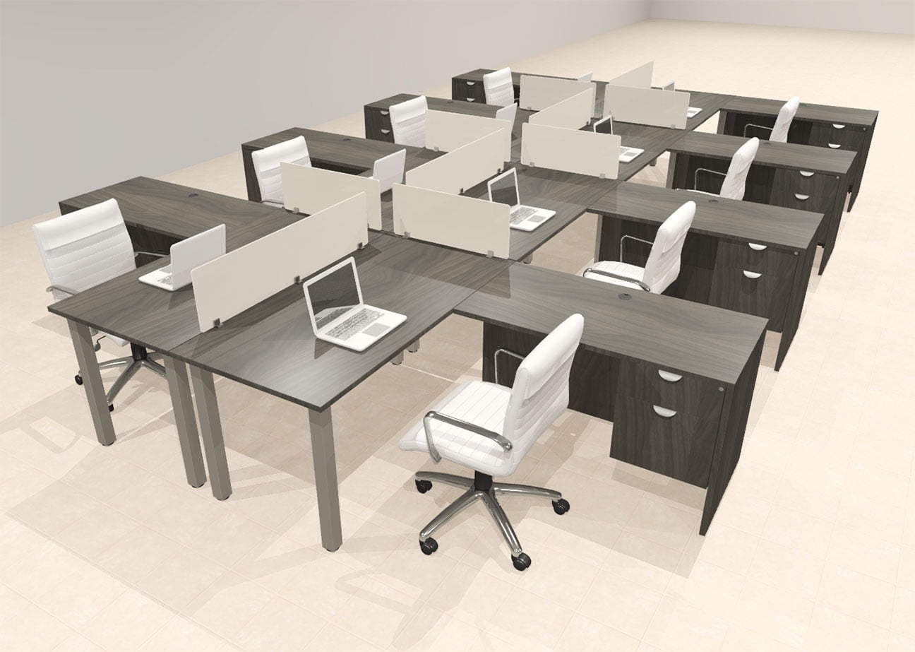 8 Person Modern Metal Leg Office Workstation Desk Set, #OT-SUL-FPM135 ...