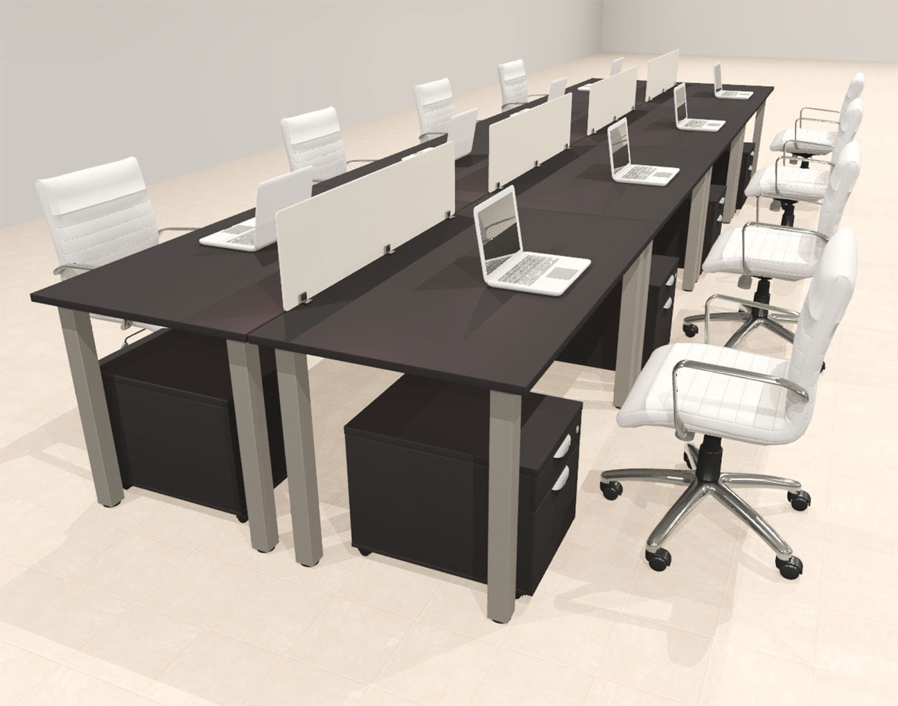 8 Person Modern Metal Leg Office Workstation Desk Set, #OT-SUL-FPM64 ...