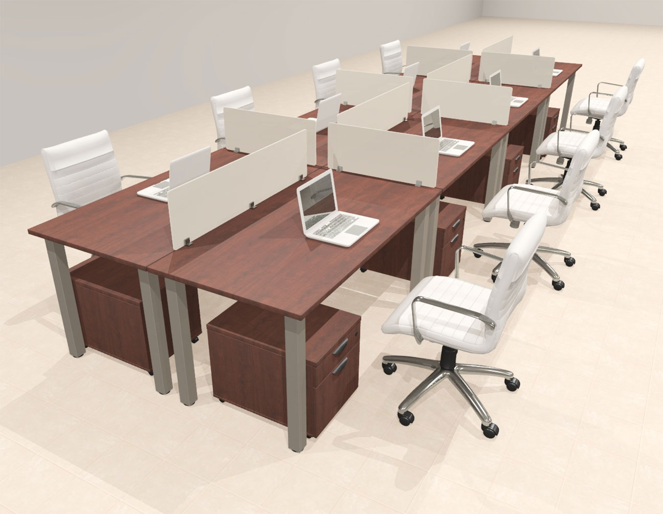8 Person Modern Metal Leg Office Workstation Desk Set, #OT-SUL-FPM82 ...
