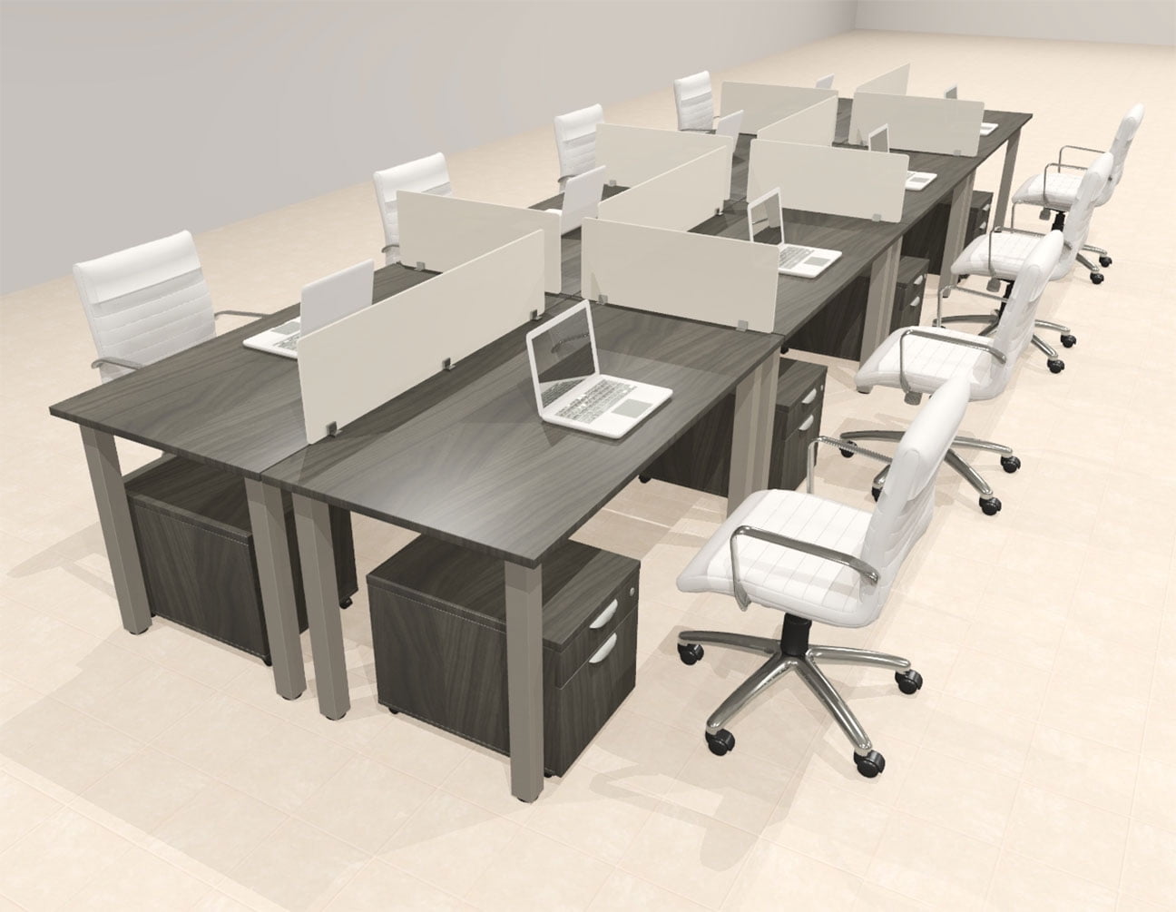 8 Person Modern Metal Leg Office Workstation Desk Set, #OT-SUL-FPM85 ...