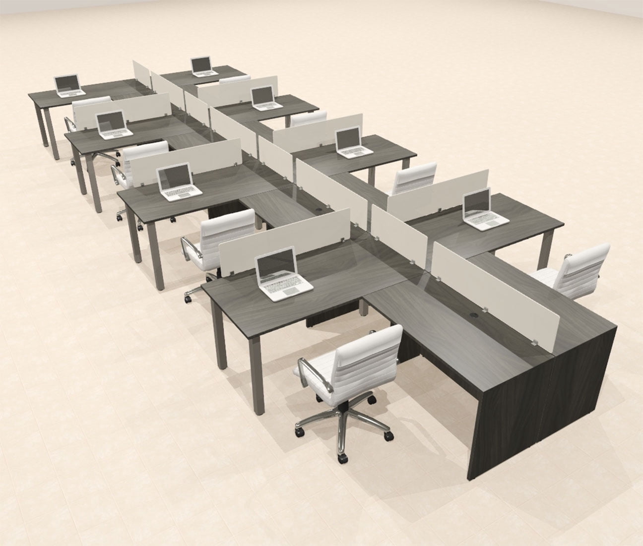 8 Person Modern Metal Leg Office Workstation Desk Set, #OT-SUL-SPM120 ...