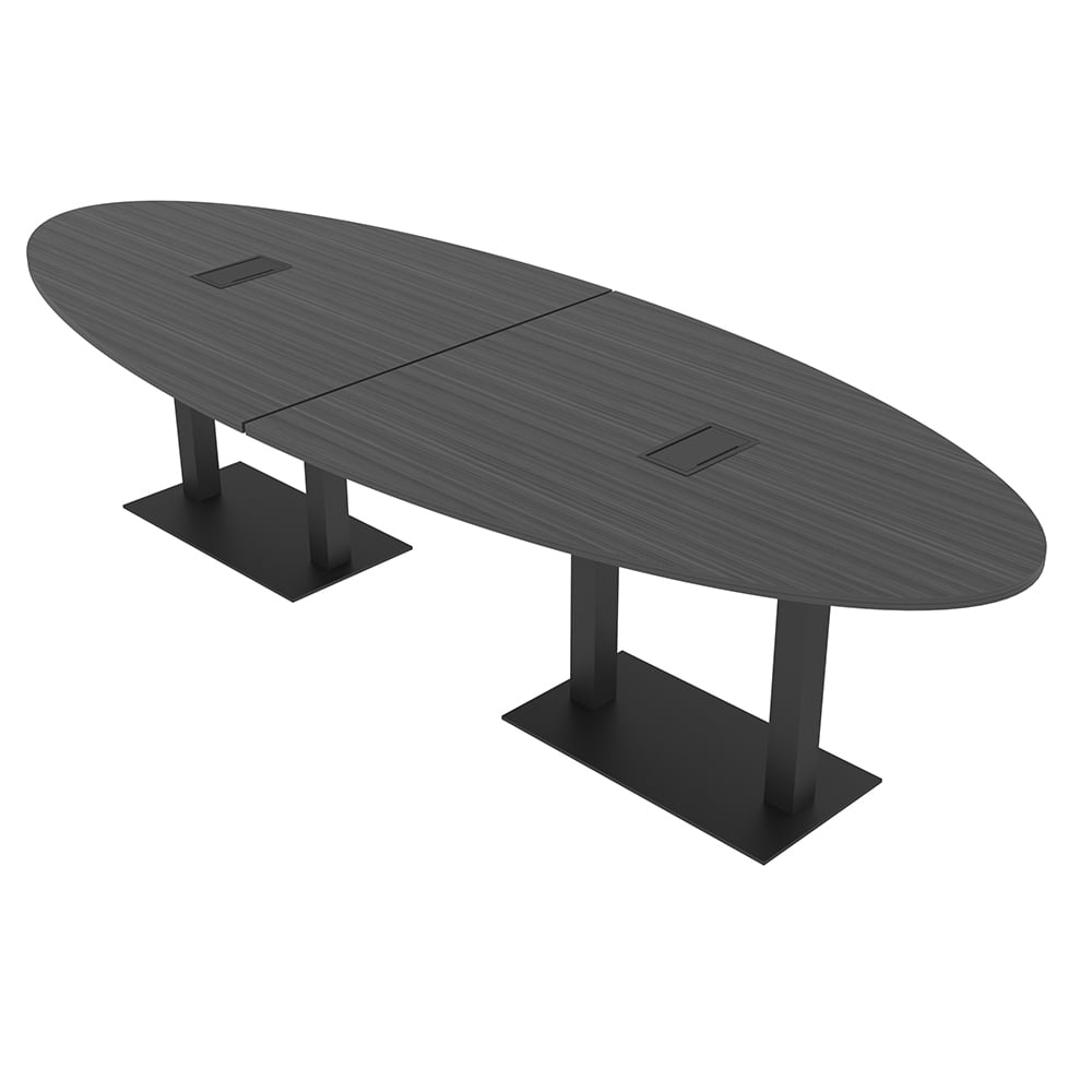8 Person Modular Oval Conference Table Metal Bases 10Ft Power And Data ...