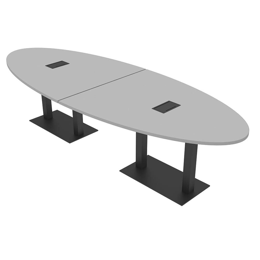 8 Person Modular Oval Conference Table Metal Bases 10Ft Power And Data ...
