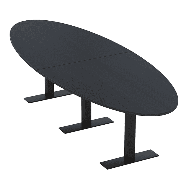 8 Person Modular Oval Conference Table Metal T-Bases Power And Data ...