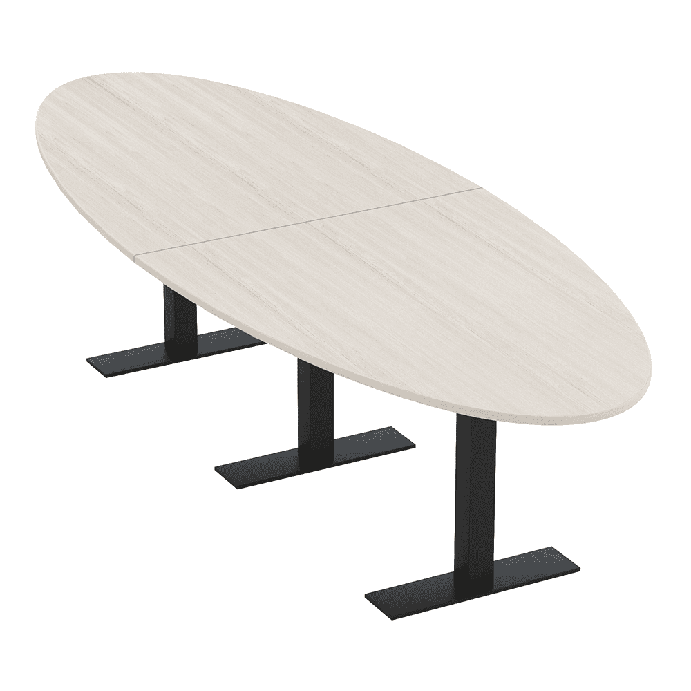 8 Person Modular Oval Conference Table Metal T-Bases Power And Data ...
