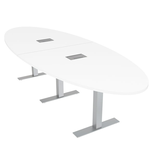 8 Person Modular Oval Conference Table Metal T-Bases Power And Data ...