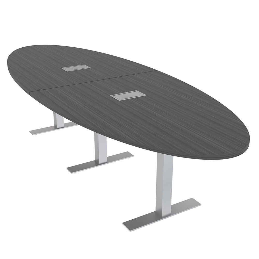 8 Person Modular Oval Conference Table Metal T-Bases Power And Data ...