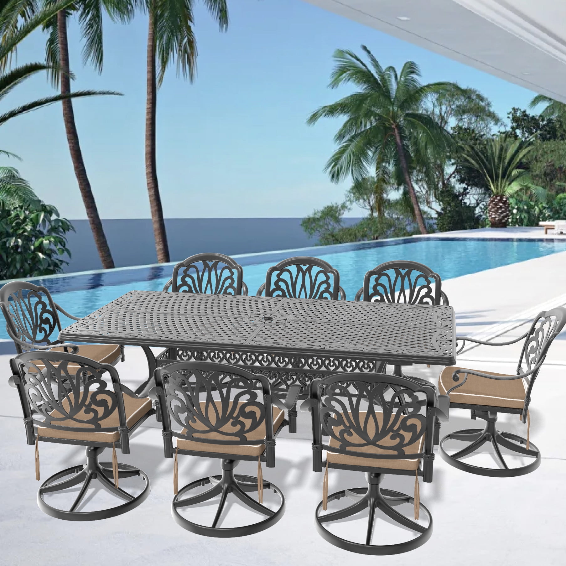 8-Person Outdoor Set+Rotating Seats”-“Outdoor Conversations/Meal Times ...