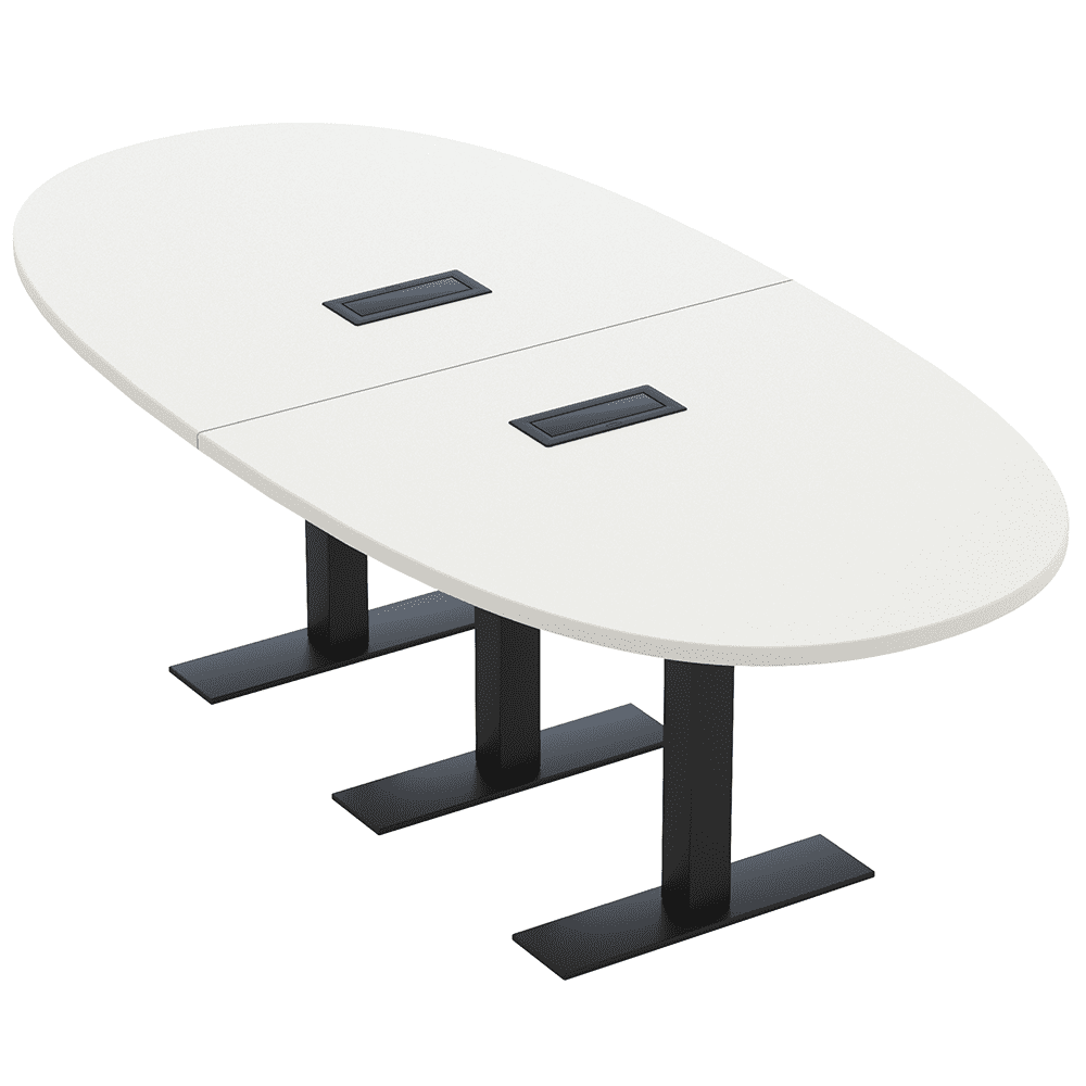 8 Person Oval Conference Table Metal T Bases Harmony Series w/Electric ...