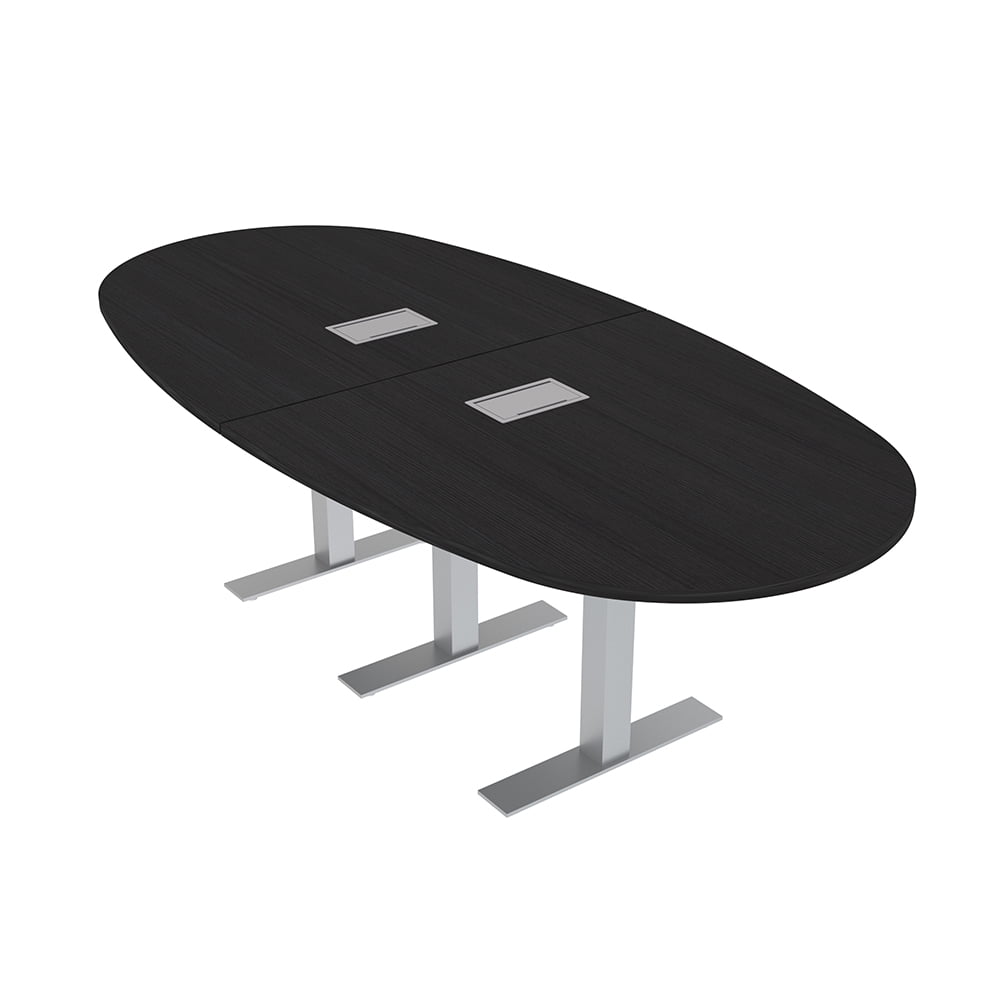 8 Person Oval Conference Table Metal T Bases Harmony Series w/Electric ...