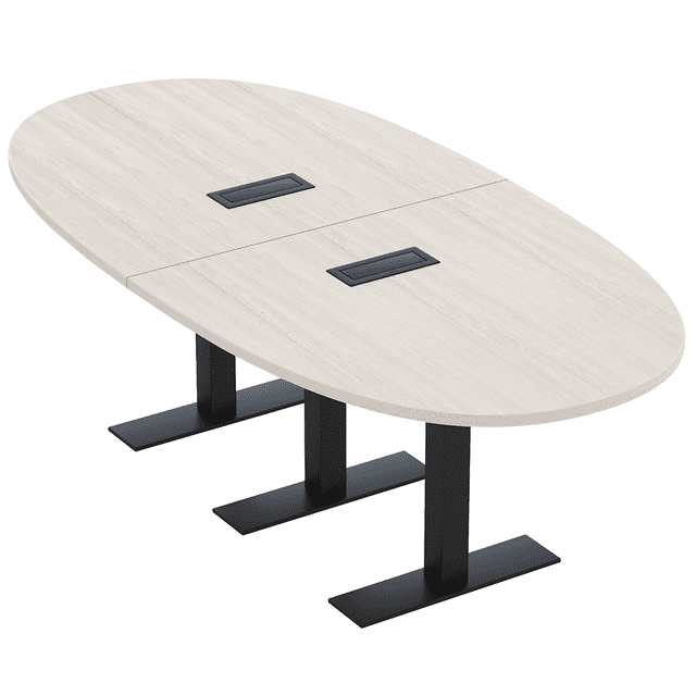 8 Person Oval Conference Table Metal T Bases Harmony Series w/Electric ...