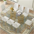 8-Person Oval Dining Table Set, Light Luxury Gold Frame Glass Table ...