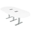 12' Rectangular Modular Conference Table Metal T-Bases Power And Data ...