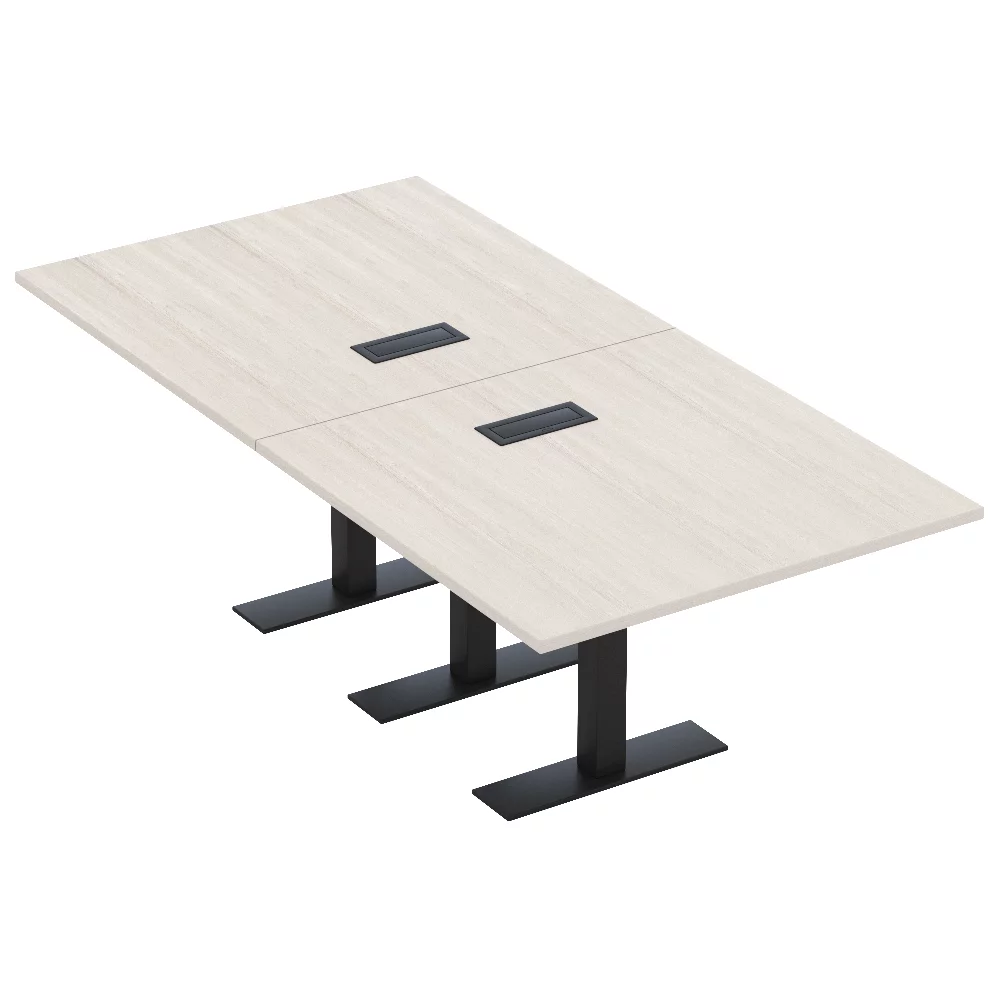 8 Person Rectangular Conference Table Metal T Bases Electrical Modules ...