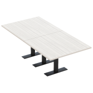 10 Person Modular Boat Shaped Conference Table Metal Bases Power Units ...