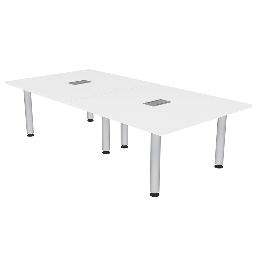 8 Person Rectangular Conference Table Silver Post Legs Power And Data ...