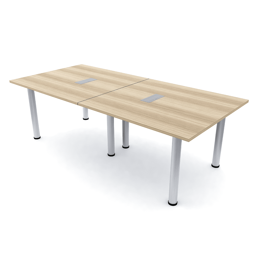 8 Person Rectangular Conference Table Silver Post Legs Power And Data ...