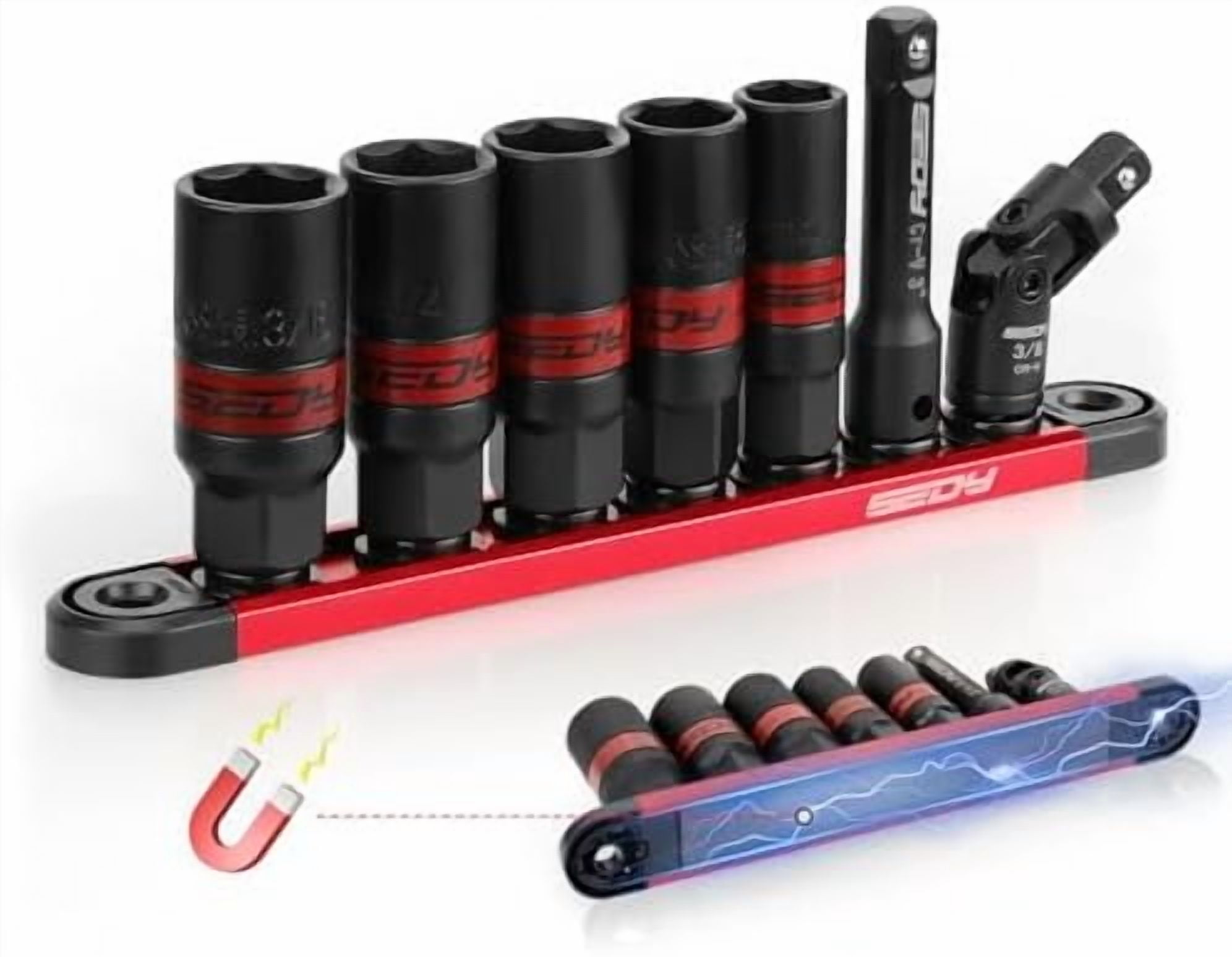 8-Piece 3/8''-Drive Spark Plug Socket Set, Impact Spark Plug Socket Set ...