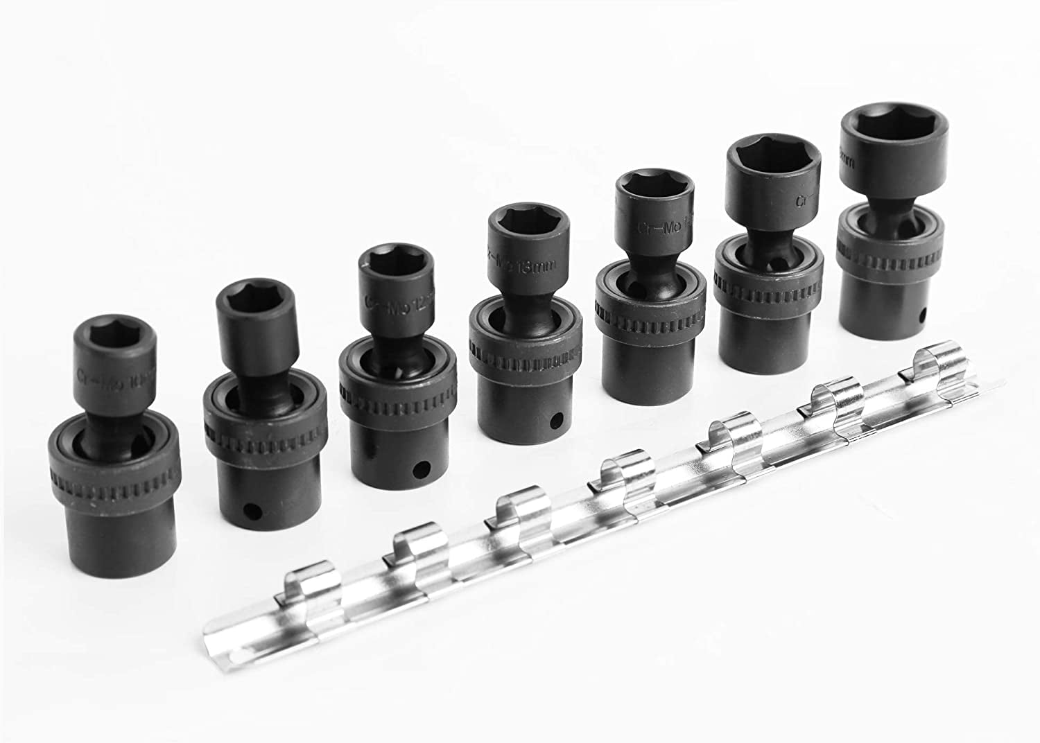 8-Piece 3/8-Inch Drive 6 Point Swivel Fractional Impact Socket Set, 10, 11, 12, 13, 14, 17, 19mm ...