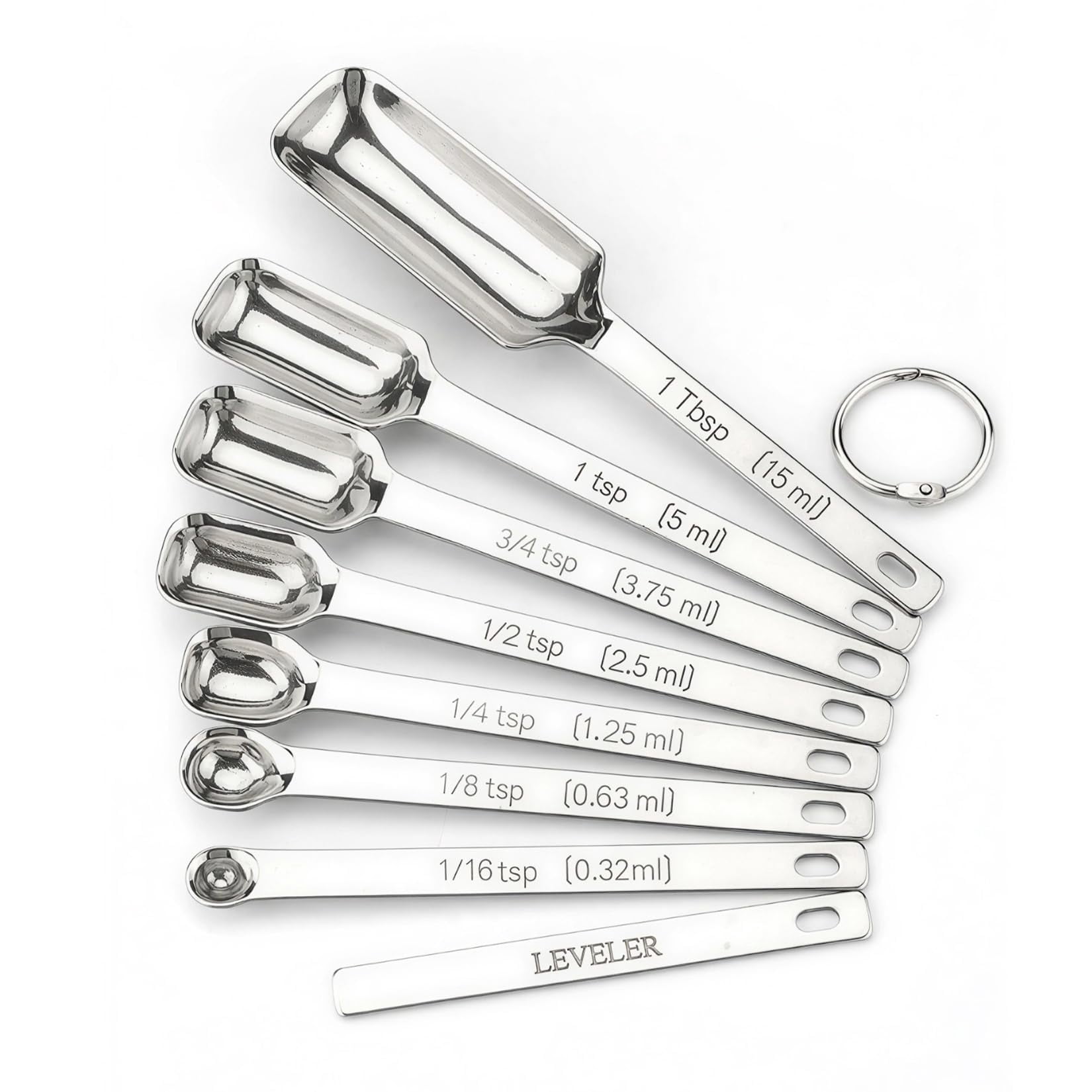 8-Piece 304 Stainless Steel Square Measuring Spoons Set, Mirror ...