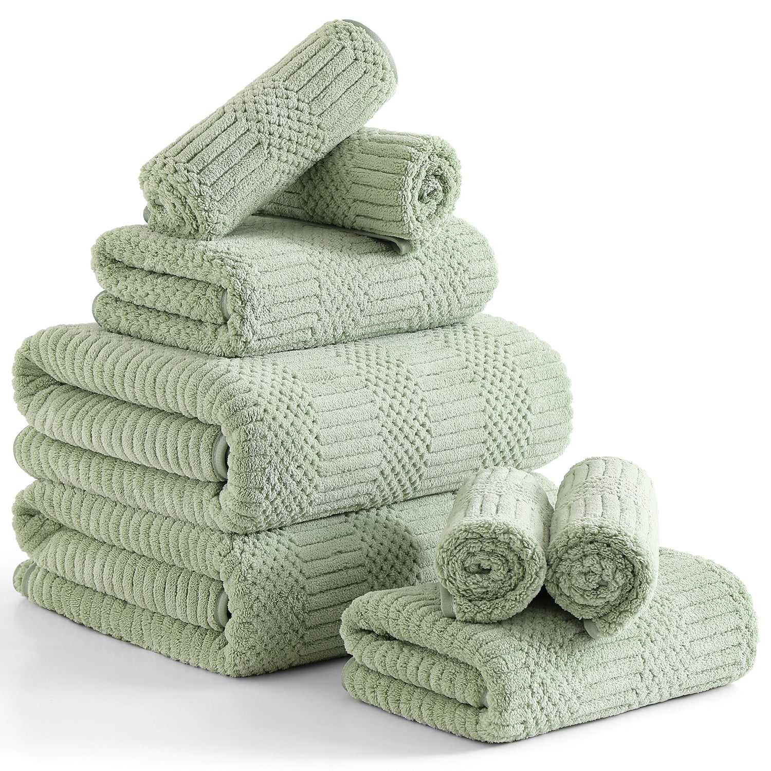 Beartech 8 Piece Microfiber Bath Towel Set, 2 Oversized Towels, 4 ...