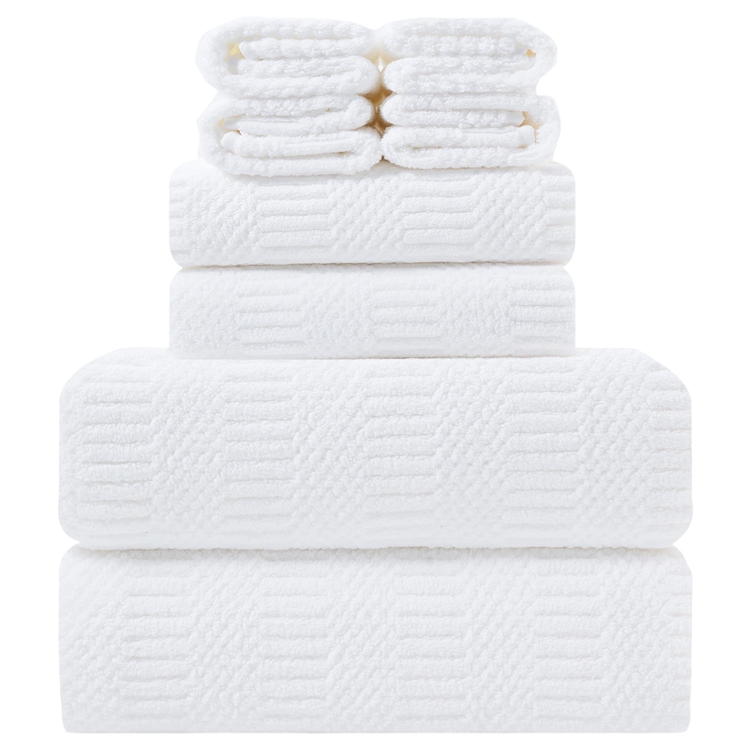 8 Piece 700GSM Microfiber Towel Set White 2 Oversized Bath Towels 2 ...