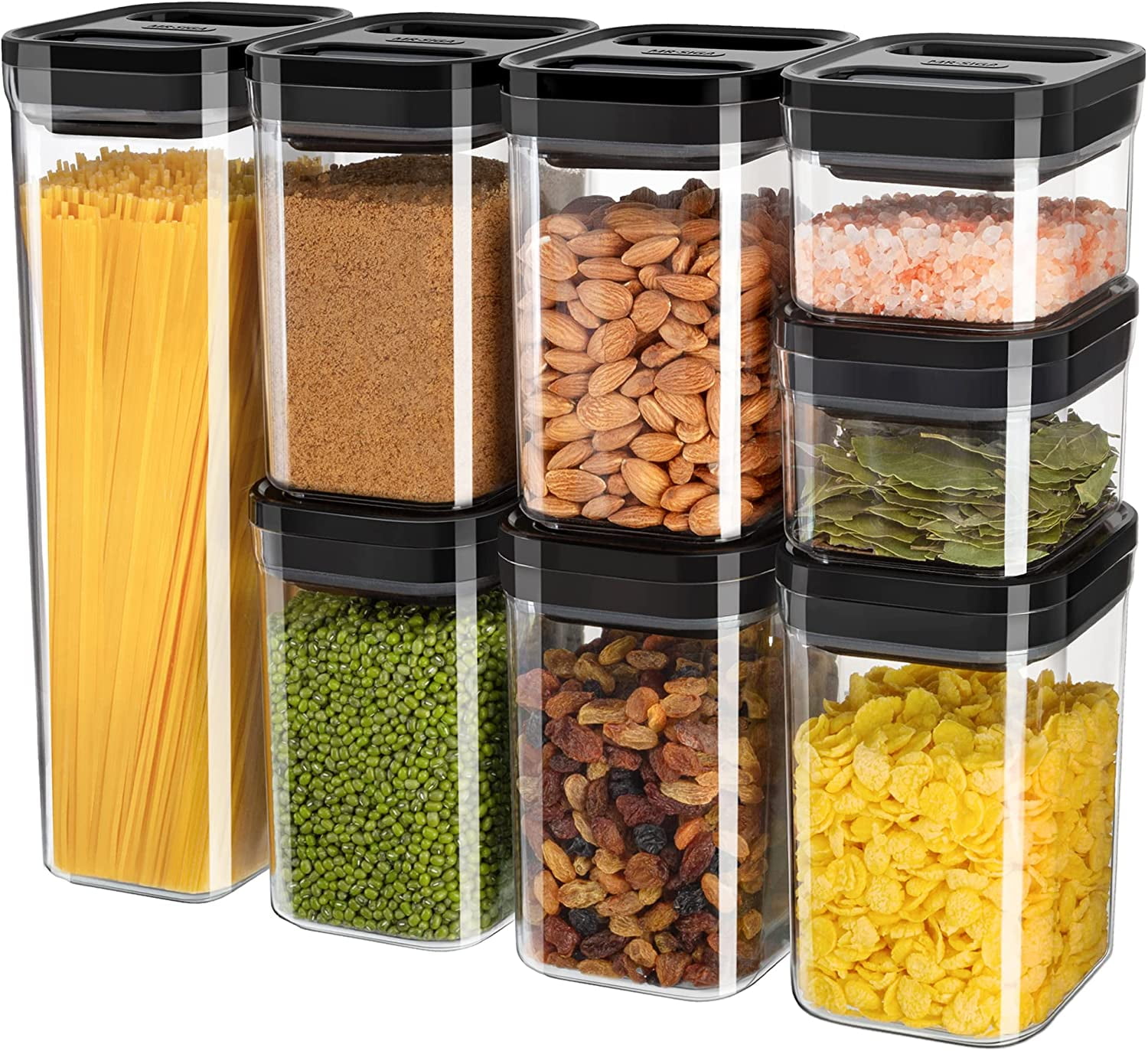 8 Piece Airtight Food Storage Container Set, BPA Free Kitchen Pantry ...