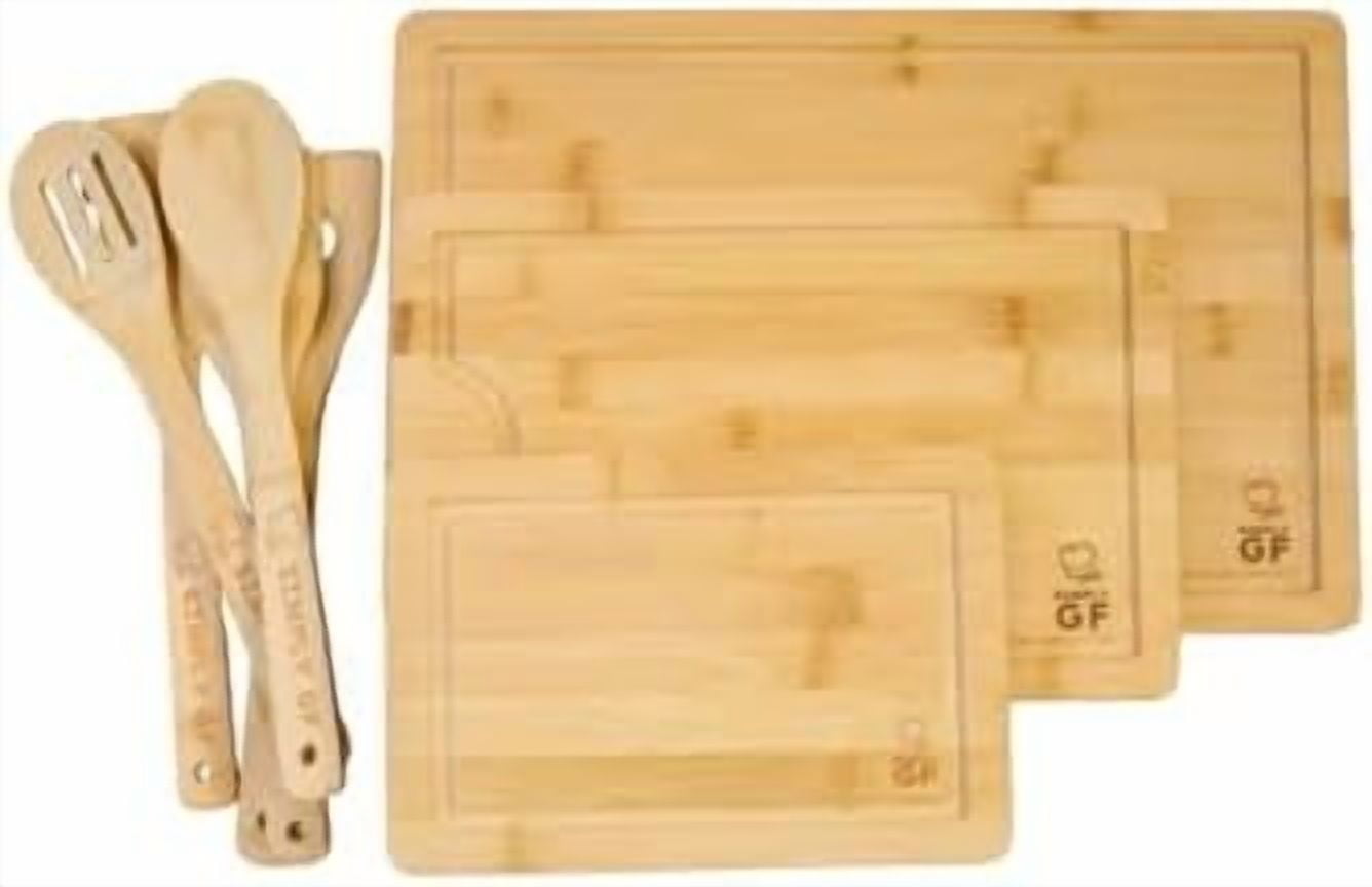 8-Piece Bamboo Cutting Board & Utensil Set – 3 Extra-Thick Boards with ...